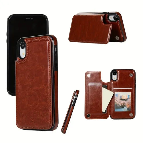Flip Wallet Leather Protective Phone Case With Card Slots, Magnetic Cl